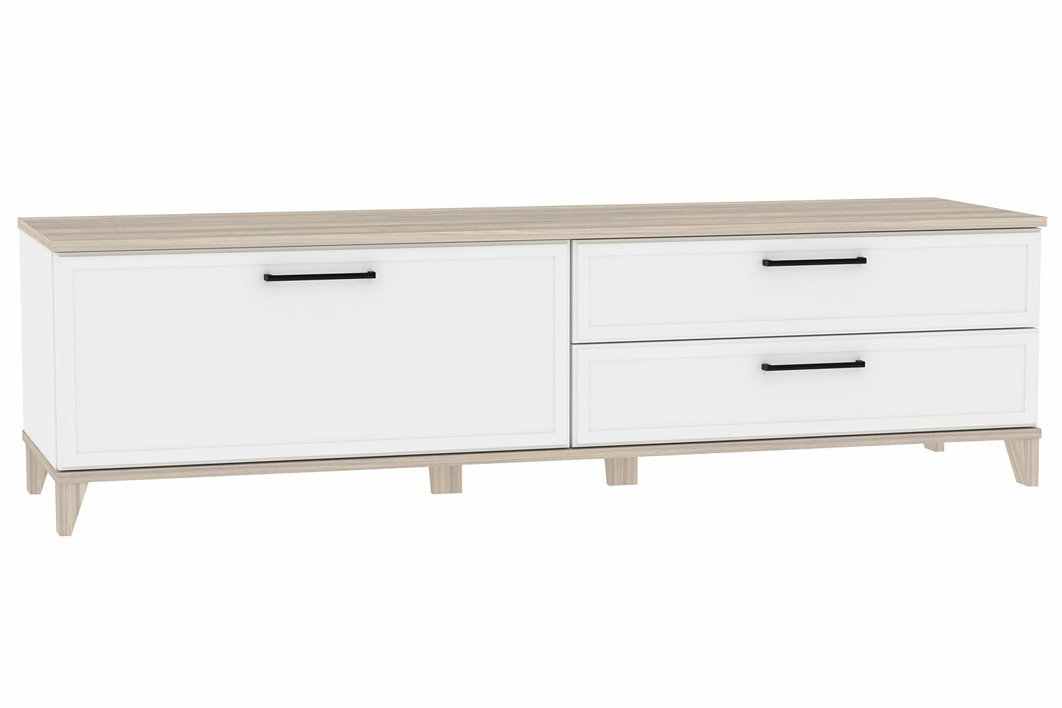 Тумба ТВ Aurelio, 160х44,7х45,5, белый, блеквуд сатиновый