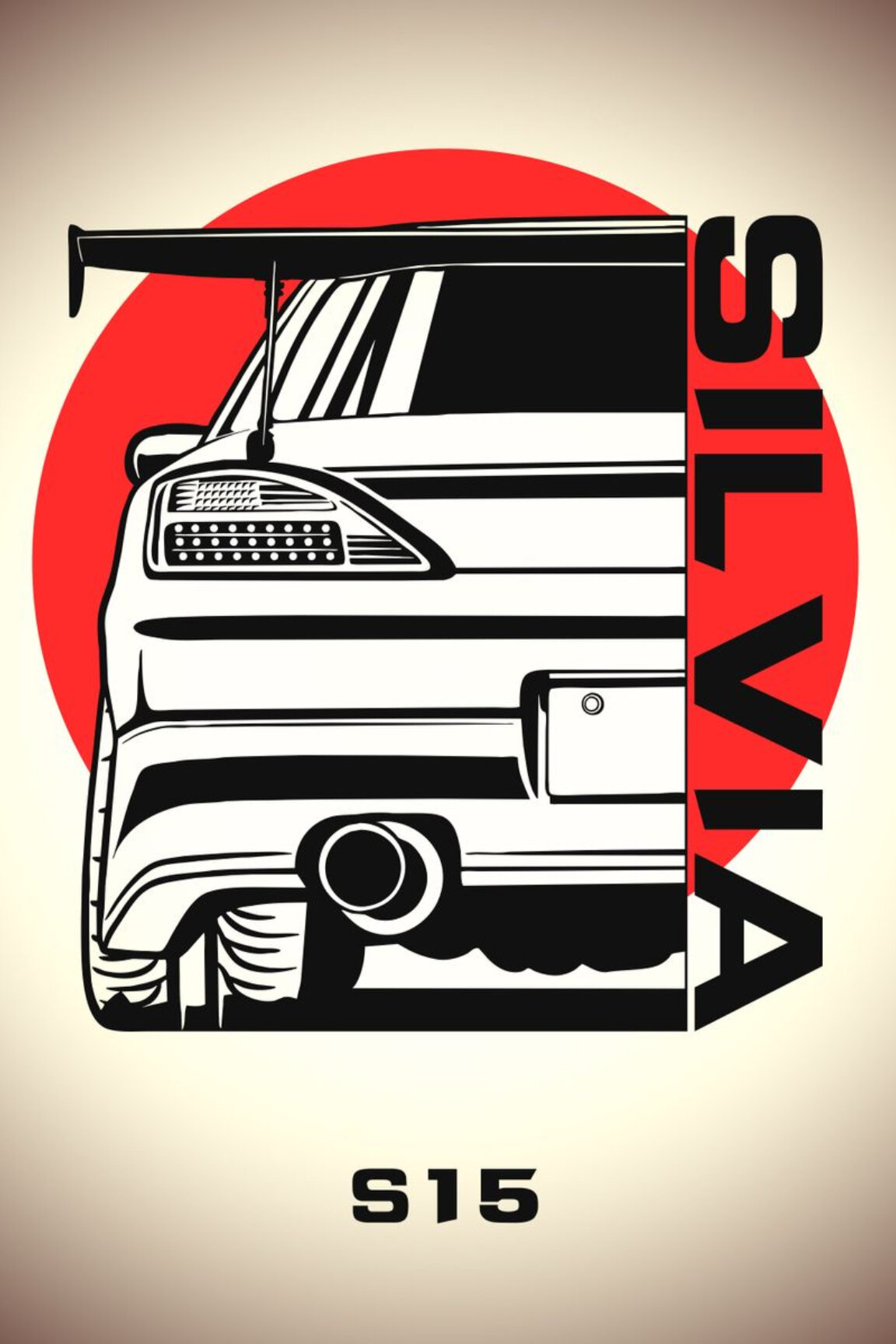 Постер / Плакат / Картина JDM White. Nissan Silvia S15 60х40 см