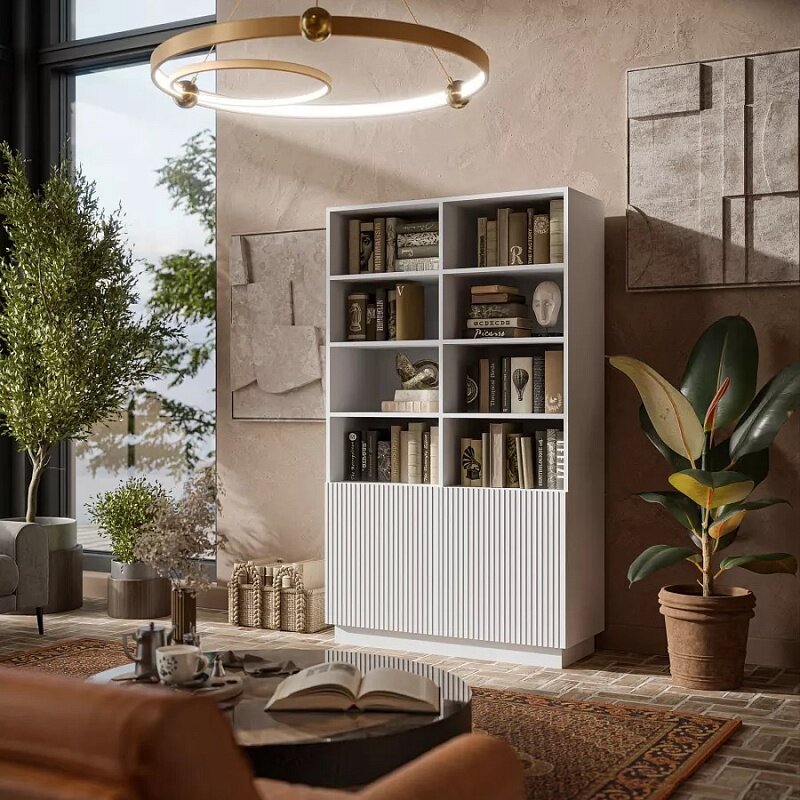 Стеллаж МебельЛэнд24 Терни - 1 Белый 100x40x190 двухдверный