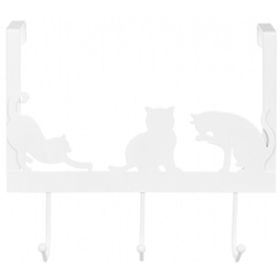 Вешалка на дверь EL Casa навесная 3 крючка Кошки белая 28,5х11х25 см (240164)