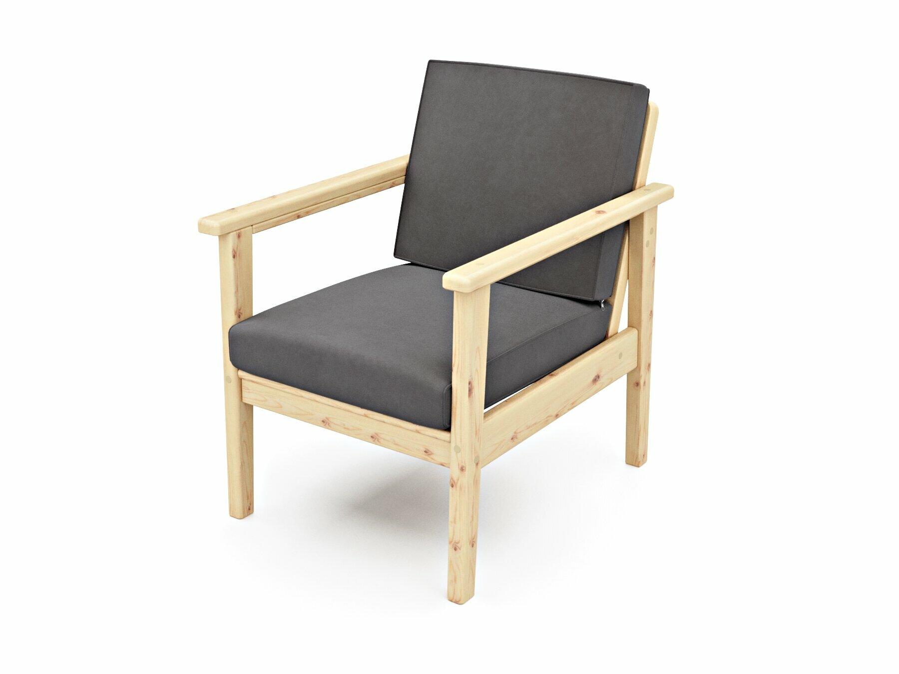 Садовое кресло Arsko Лориан-С, серое-сосна, велюр, массив дерева, с подлокотниками, садовое, на дачу, дя кухни