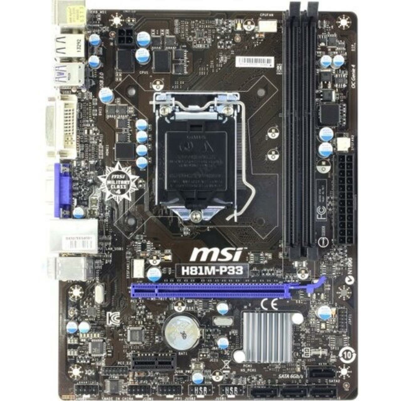 Материнская плата MSI H81M-P33 LGA 1150 PCI-E Dsub+DVI GbLAN SATA MicroATX 2DDR3