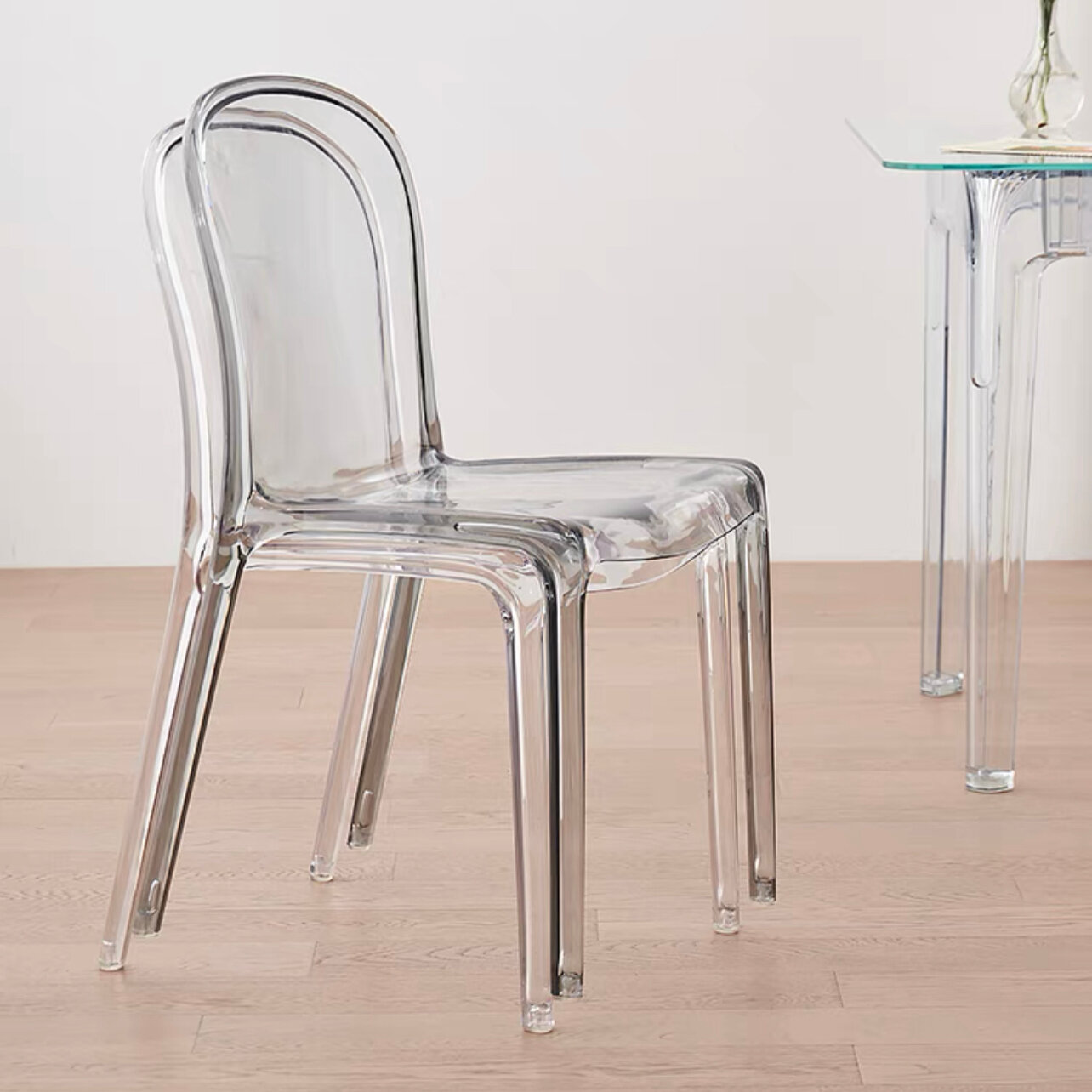 Прозрачный пластиковый стул Asola (Серый)