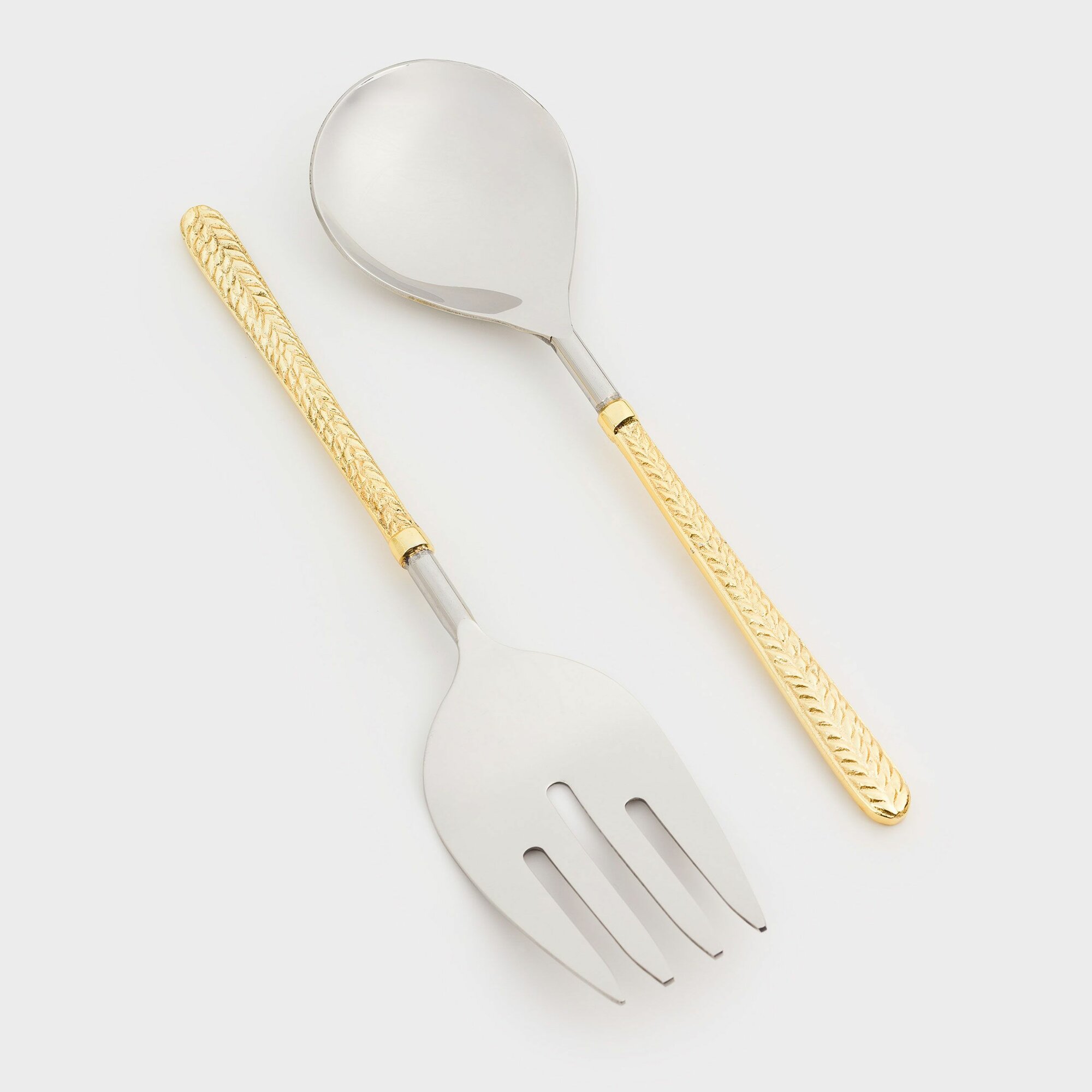 Приборы для сервировки салата, 26 см, 2 пр, ложка/вилка, сталь, золотистые, Колос, Harvest, Kuchenland