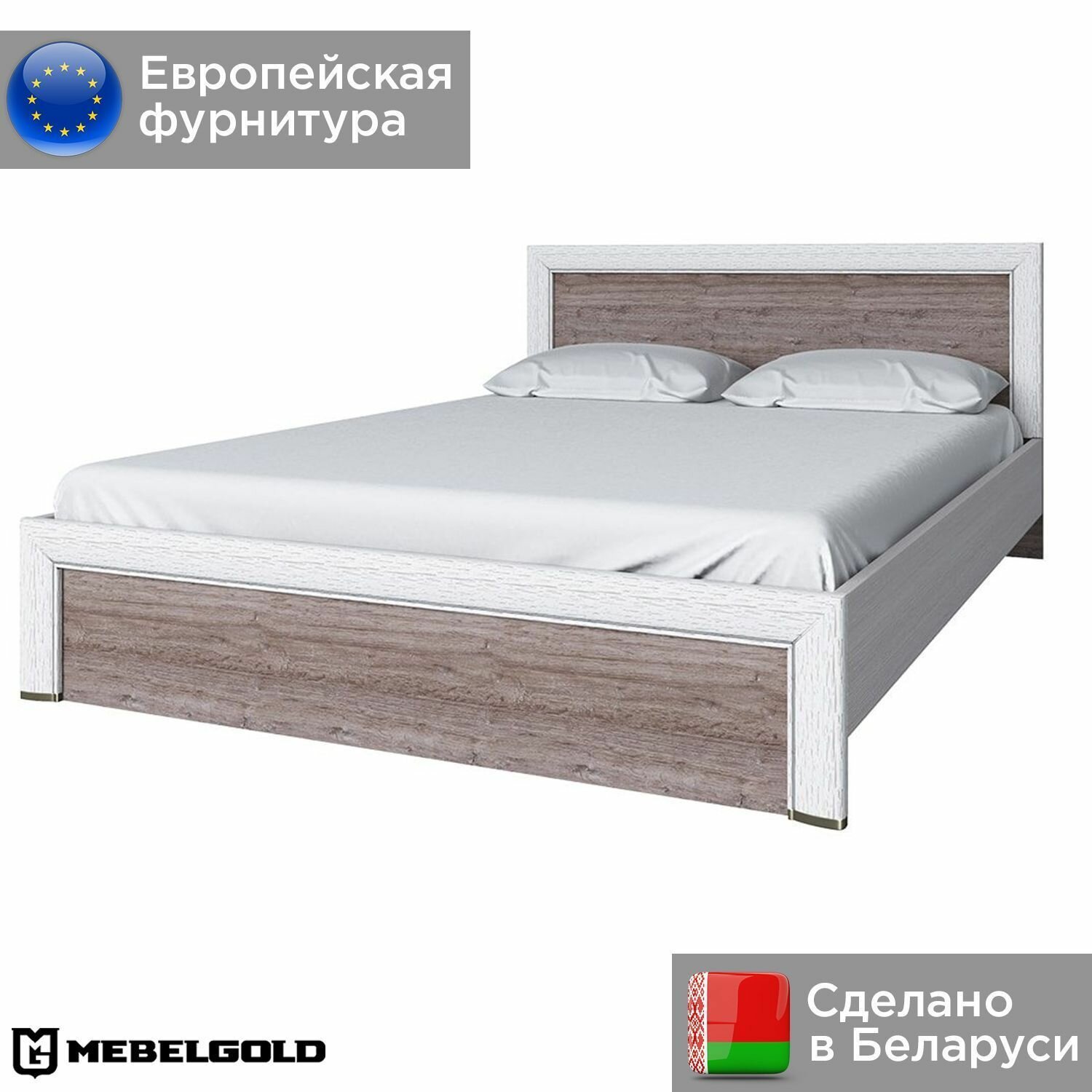 Оливия / Olivia Кровать двуспальная 160 МебельГолд, 165х206х81 см