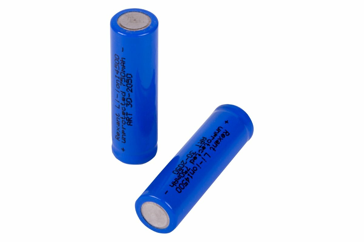 Rexant Li-ion аккумулятор 14500 unprotected 3.7В 750мАч 10 шт 30-2050 для фонарей