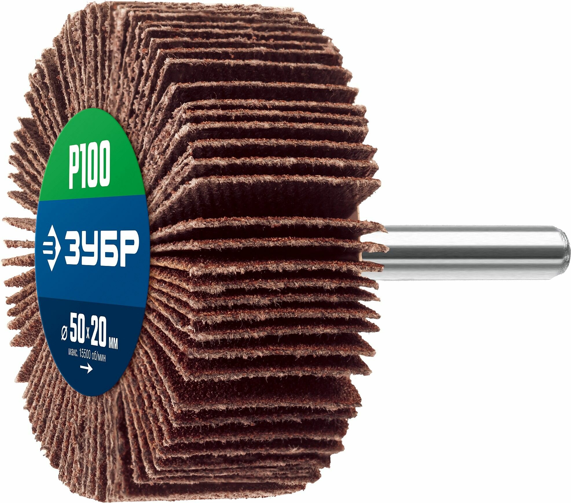 Шлифовальный круг ЗУБР d 50x20 мм, P100, шпилька d 6 мм, лепестковый 36601-100_z01