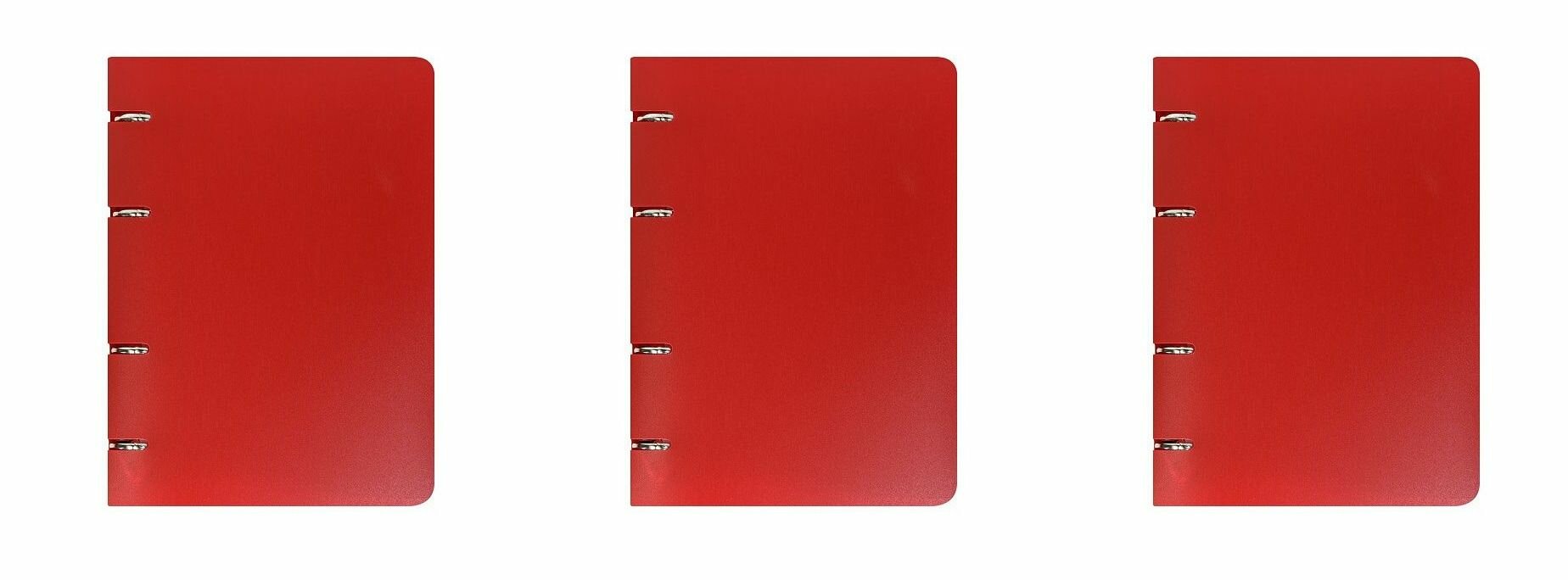 InФормат Тетрадь Темно красная А5, в клетку со сменным блоком на кольцах в пластиковой обложке, 80 листов, 3 шт