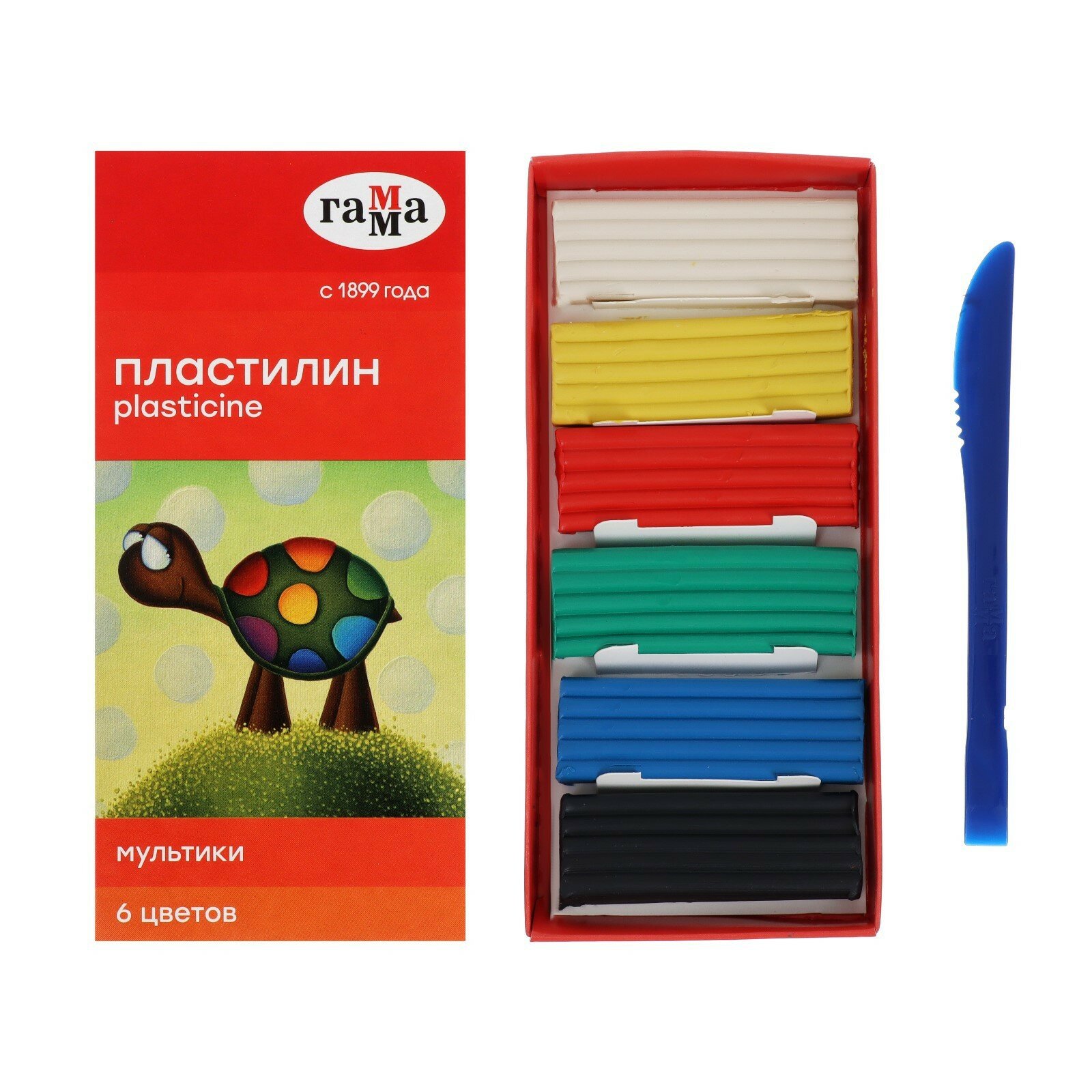 Пластилин Гамма классический "Мультики", 6 цветов, 120 гр, со стеком (280015)