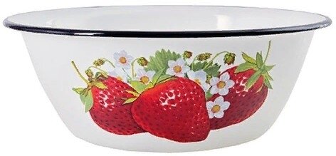 Миска эмалированная Керченский Металлургический Завод 40304-102/5 универсальная белая с рисунком, диаметр 23см объем 2л / салатник для кухни