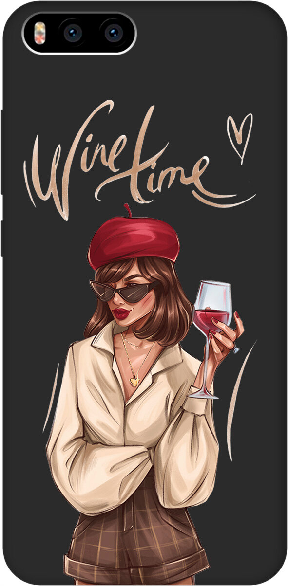 Матовый чехол Wine Time для Xiaomi Mi 6 / Сяоми Ми 6 с 3D эффектом черный
