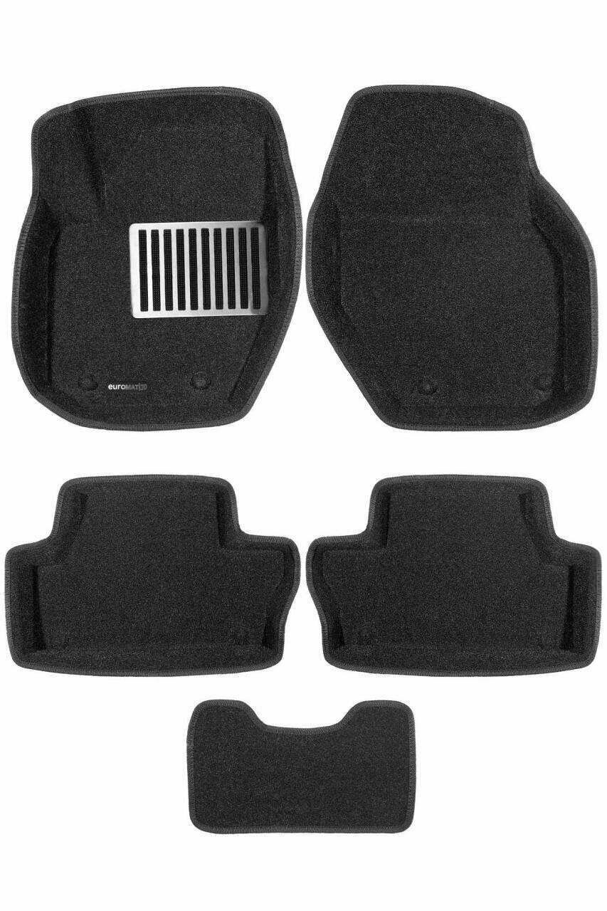 Коврики текстильные 3D Euromat для Volvo XC60 (2008-2017), Volvo S60 II (2010-2018) / 3Д Евромат Вольво ХС60, с металлическим подпятником, черные