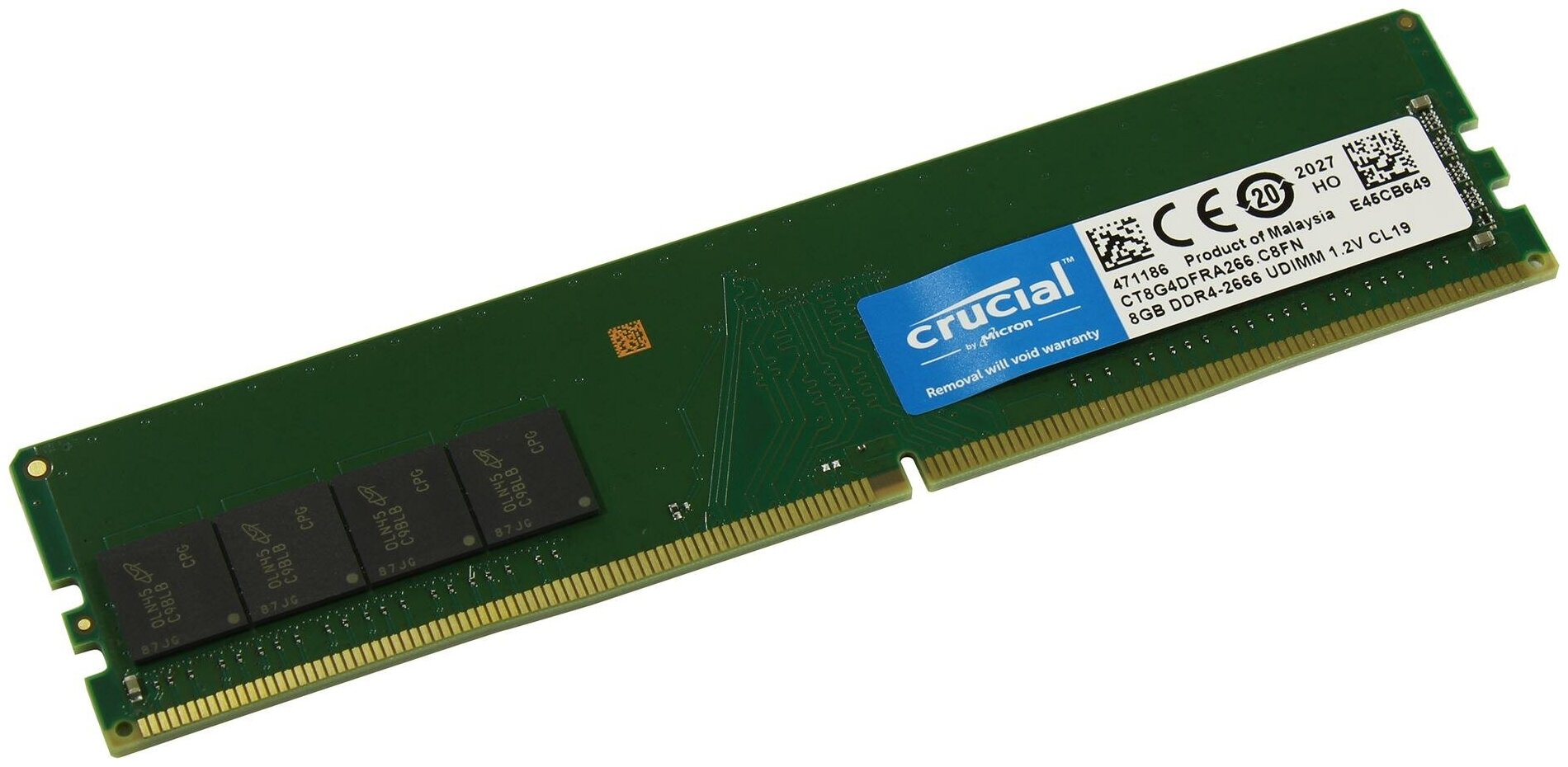 Память DIMM DDR4 8Gb PC21300 2666MHz CL19 Crucial 1.2V (CT8G4DFRA266)