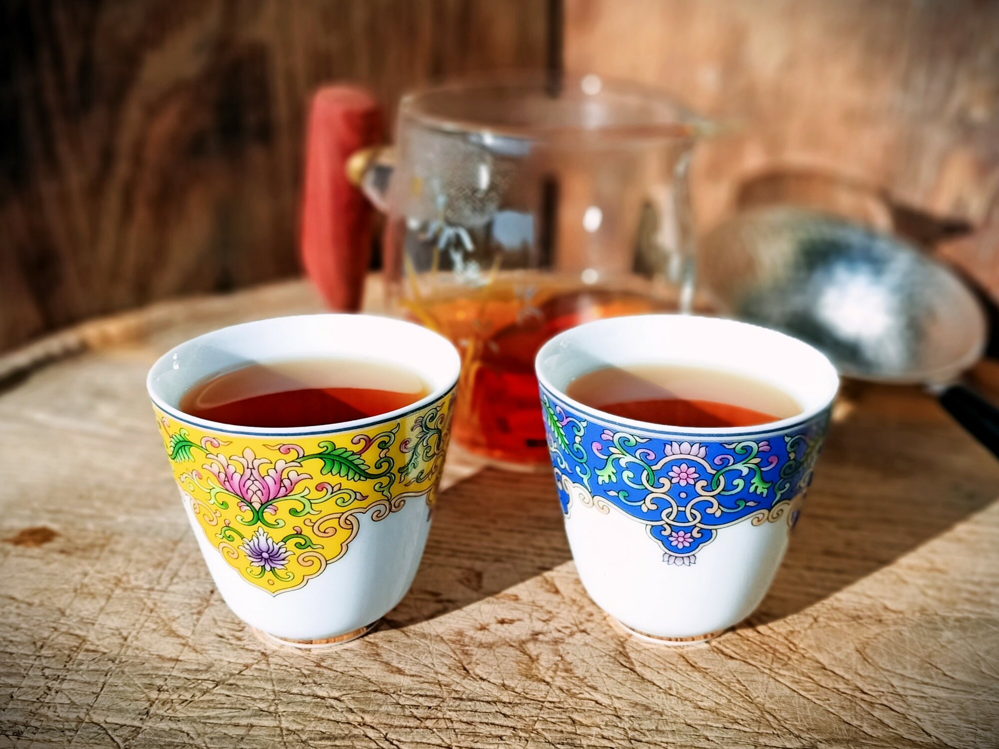 Пиала для чая "Весна и Осень", объём 50 мл, фарфор, набор 6 шт. Китай.