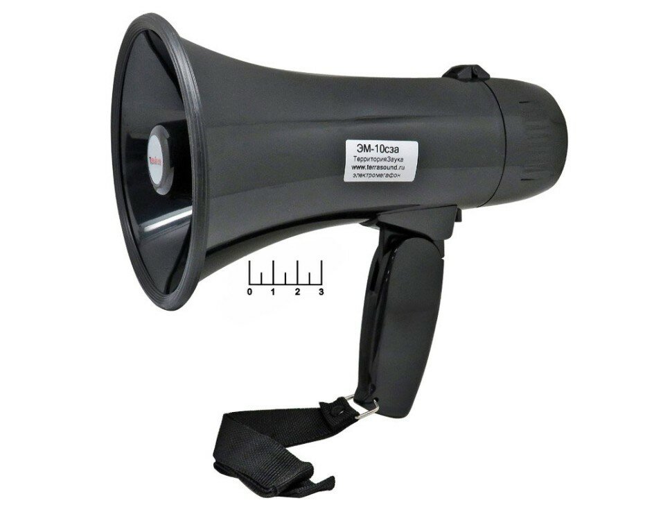 Мегафон ручной ЭМ-10СЗ с сиреной + запись (черный)