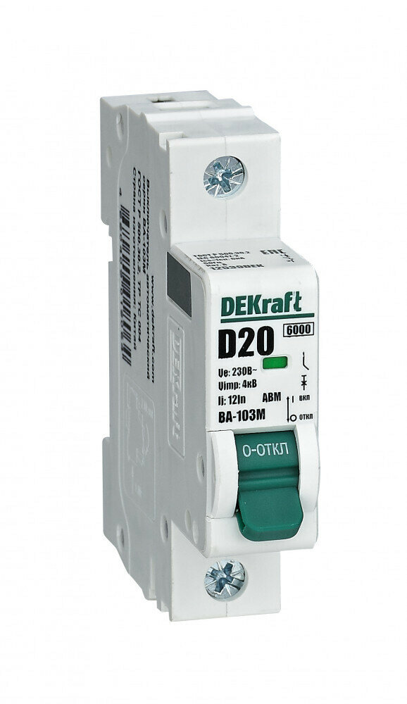Выключатель автоматический DEKraft без теплозащиты 1P 16А х-ка C 6кА ВА-103M