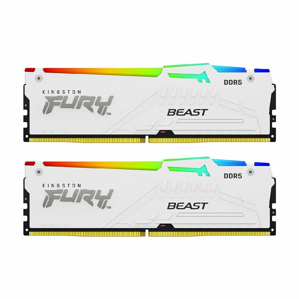 Модуль оперативной памяти Kingston Fury Память оперативная/ Kingston 32GB 5600MT/s DDR5 CL40 DIMM (Kit of 2) FURY Beast White RGB XMP