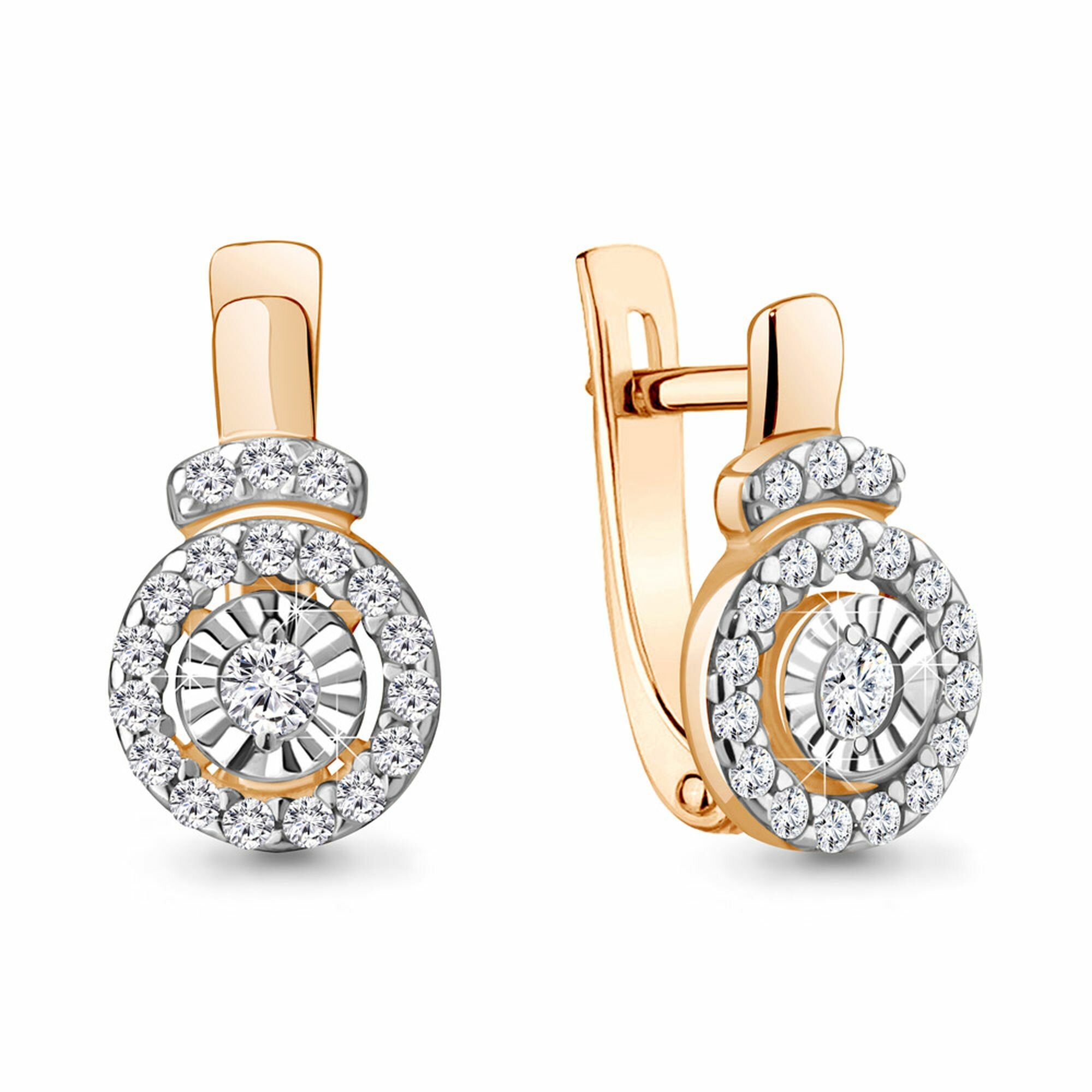 Серьги, красное золото, 585 проба, бриллиант