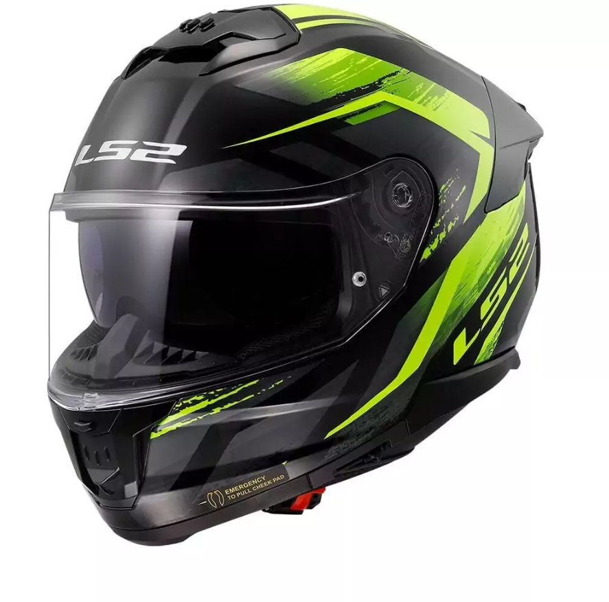 Мотошлем LS2 FF808 STREAM II FURY (глянцевый черно-желтый, Black hi-vi yellow, XL)