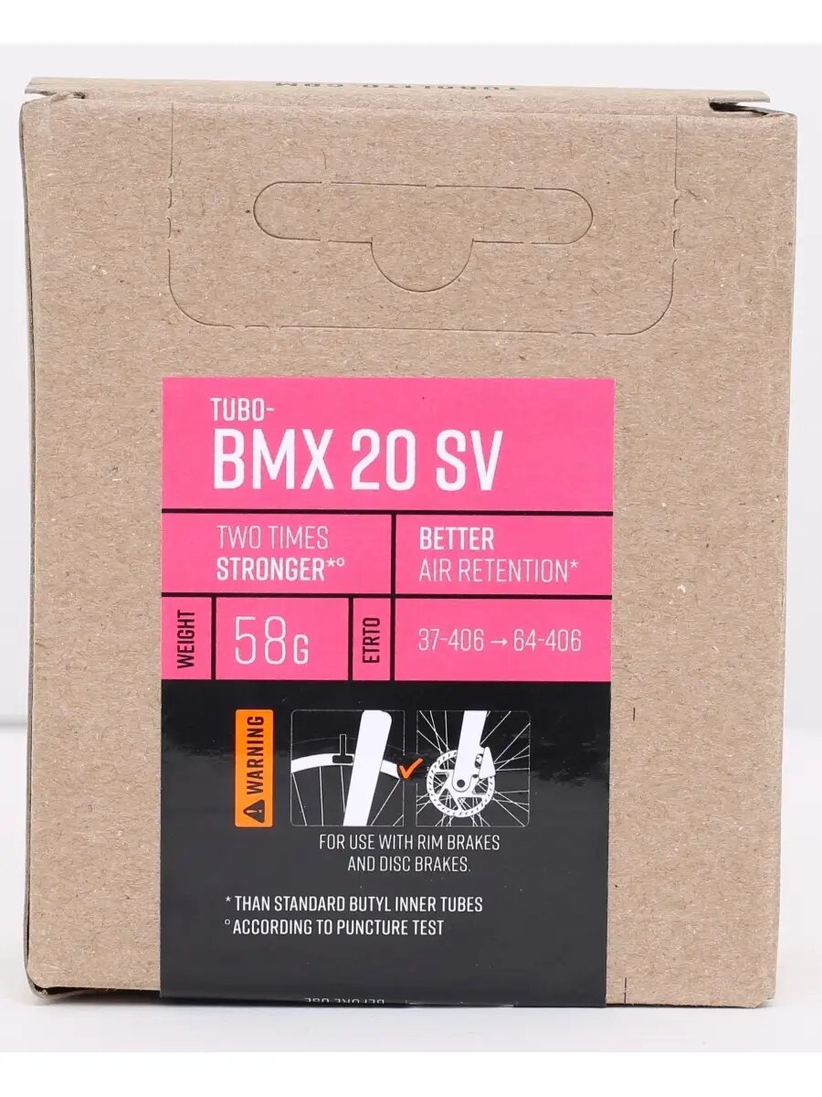 Велокамера Tubo BMX 20 1.5 2.5 легкая 58 г велониппель SV 42