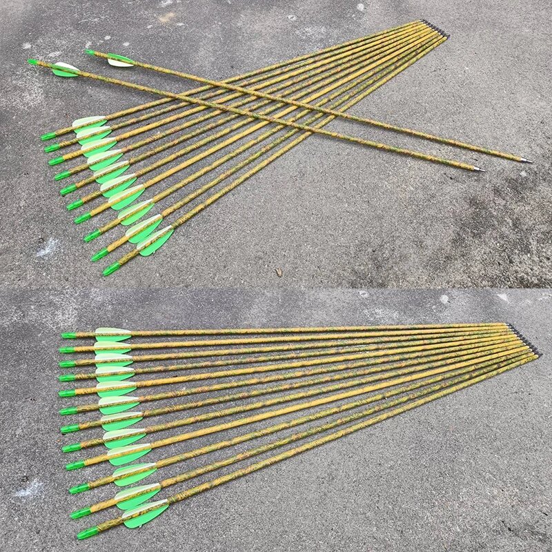 12 шт. стрельба из лука, чистые карбоновые стрелы, камуфляжные карбоновые стрелы в джунглях, болты для охоты, блочный/Рекурсивный лук