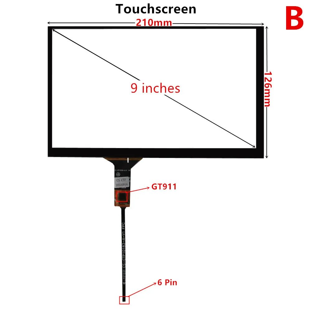 ЖК-экран 9 дюймов Heyman CLAA090NA06CW для автомобильного GPS Touchscreen B