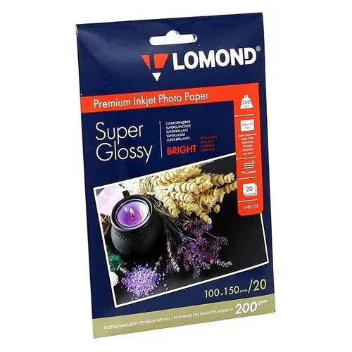 Фотобумага Lomond Premium для струйной печати, 20л, 200г/м2, ярко-белый, покрытие супер глянец [1101113]