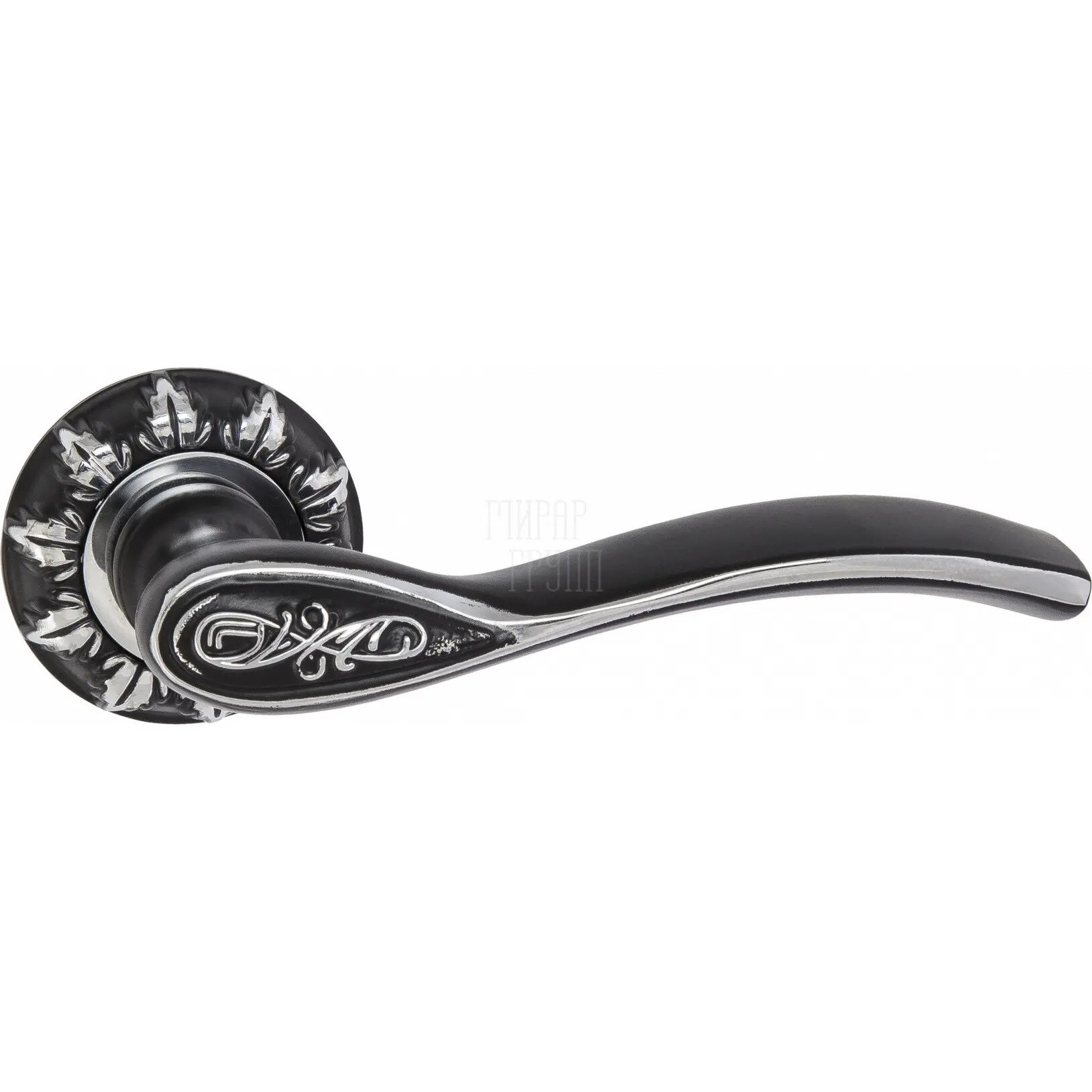 Дверные ручки Renz (Ренц) "Флория" INDH 17-10 на круглой розетке полированный хром + черный