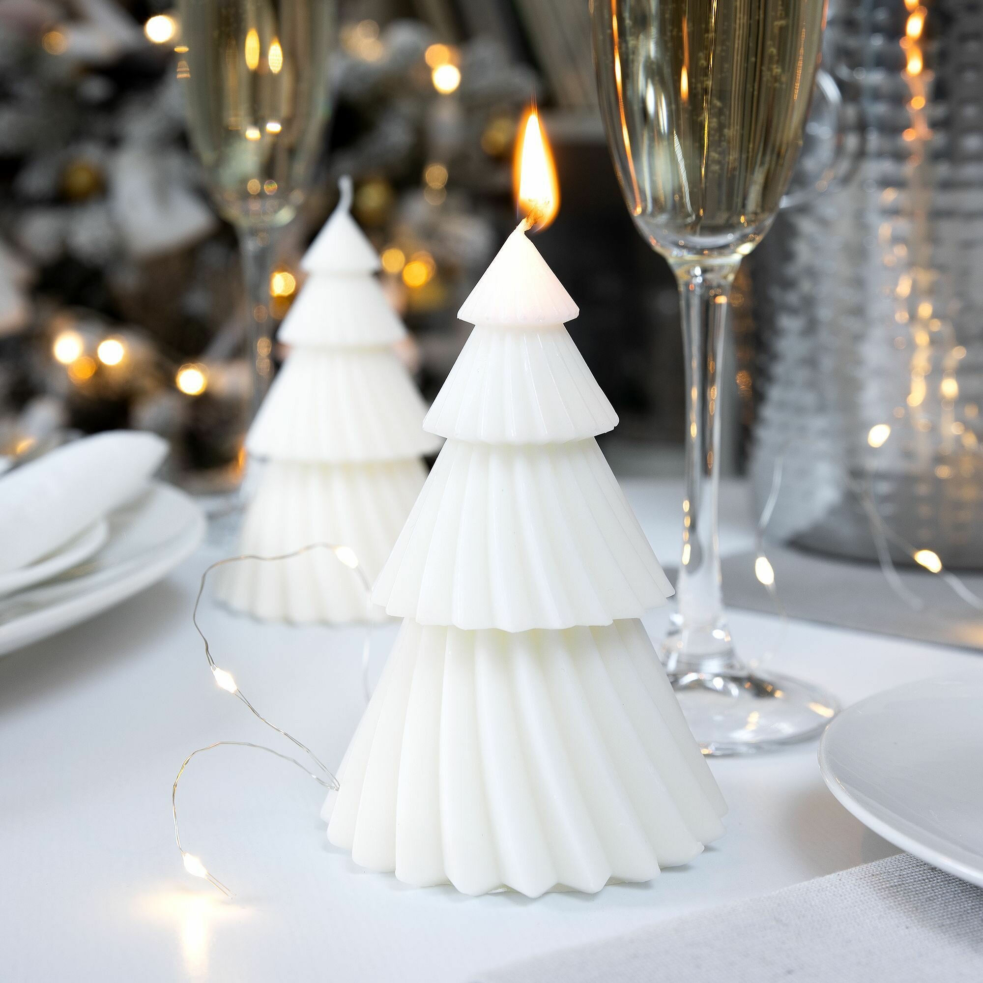 Свеча новогодняя ёлочка, Snowtree, белая, подарок на Новый год, новогодний декор