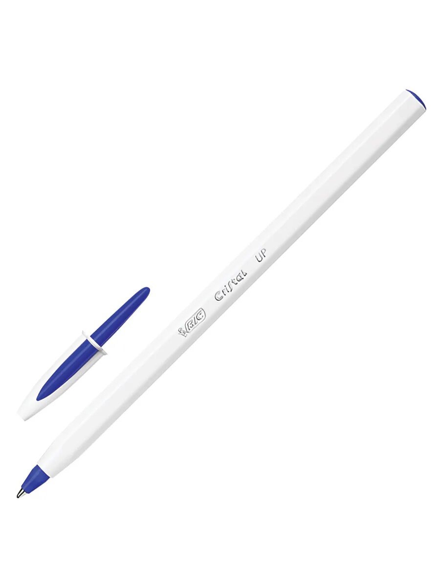 40шт Ручка шариковая BIC "Cristal UP", синяя, корпус белый,