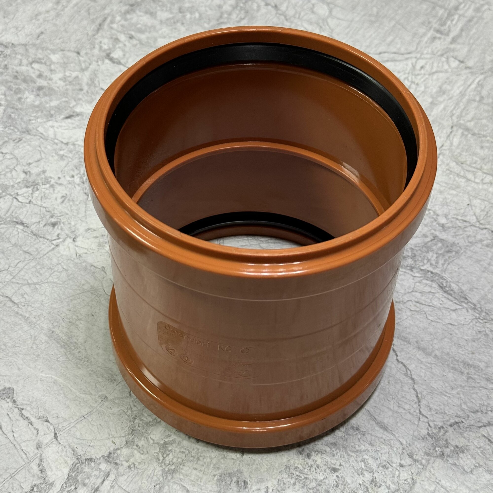 Муфта двойная двухраструбная 160 рыжая Ostendorf (с ограничителем внутри)