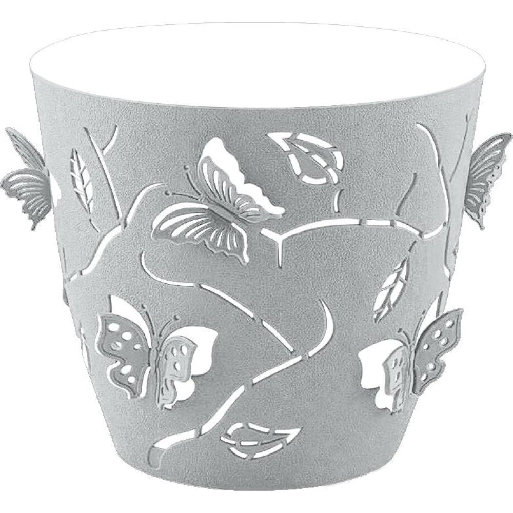Горшок пластиковый Butterflies жемчужно-серый d11,5 см h10,5 см 0,7 л