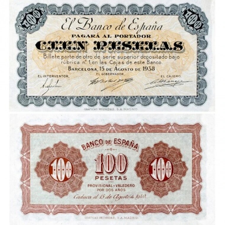 100 песет 1940 года Испания, сувенирная копия, банкноты и купюры редкие коллекционные