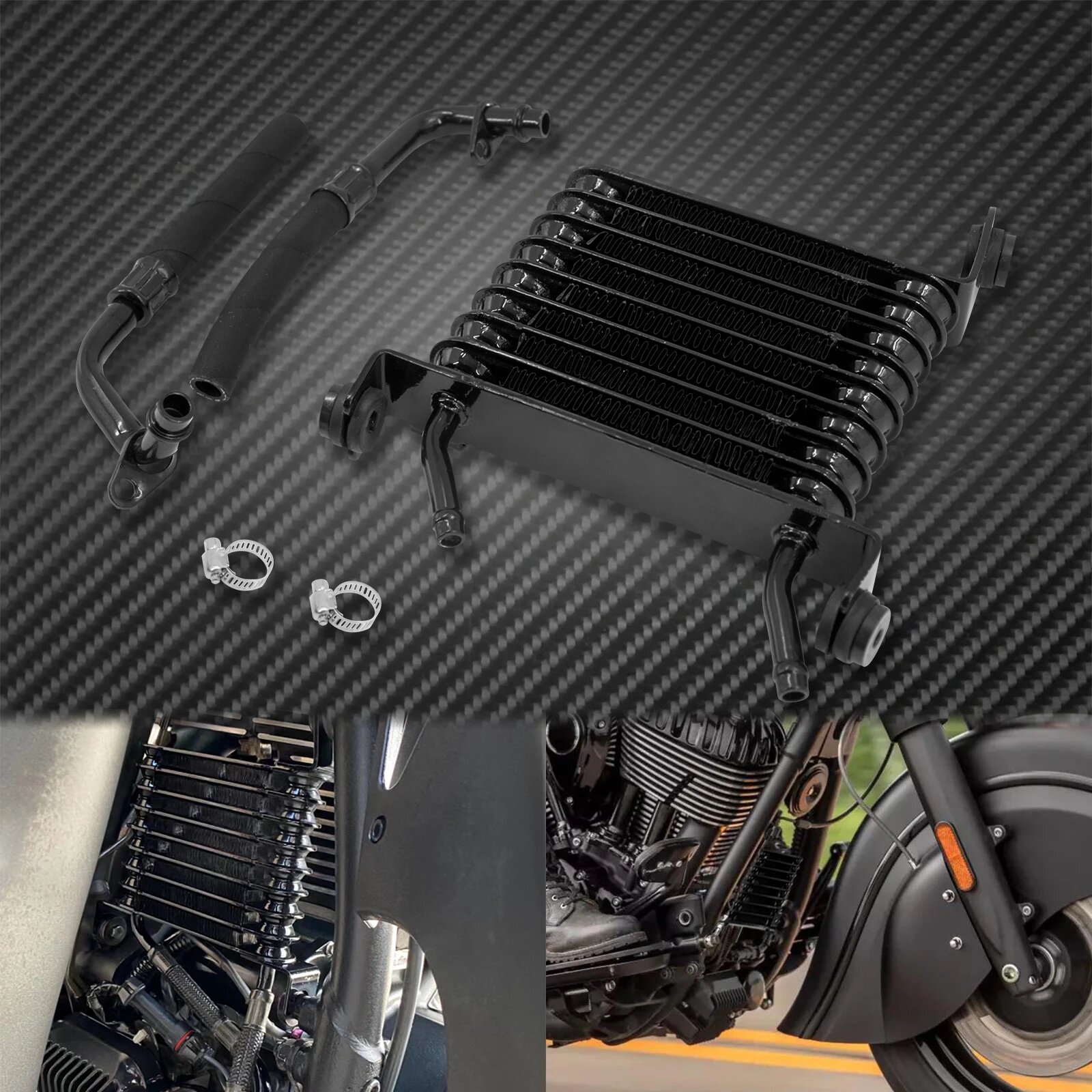 Мотоцикл Черный Масляный охлаждающий прибор радиатор алюминиевый для индийского винтажного темного коня Спрингфилда 2021 Главный Классический 16-18