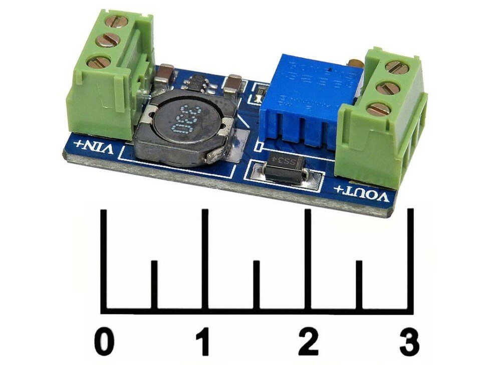 Преобразователь DC/DC вход 2-24V/выход 2.8-28V 2A MT3608 (повышающий) + клеммник 2*3pin