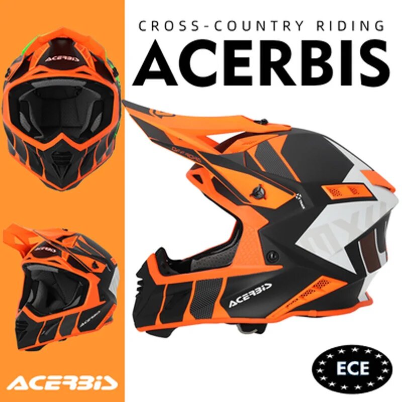 Италия Acerbis Asibis внедорожный шлем из стекловолокна размерный дышащий горный L, 442 orange black