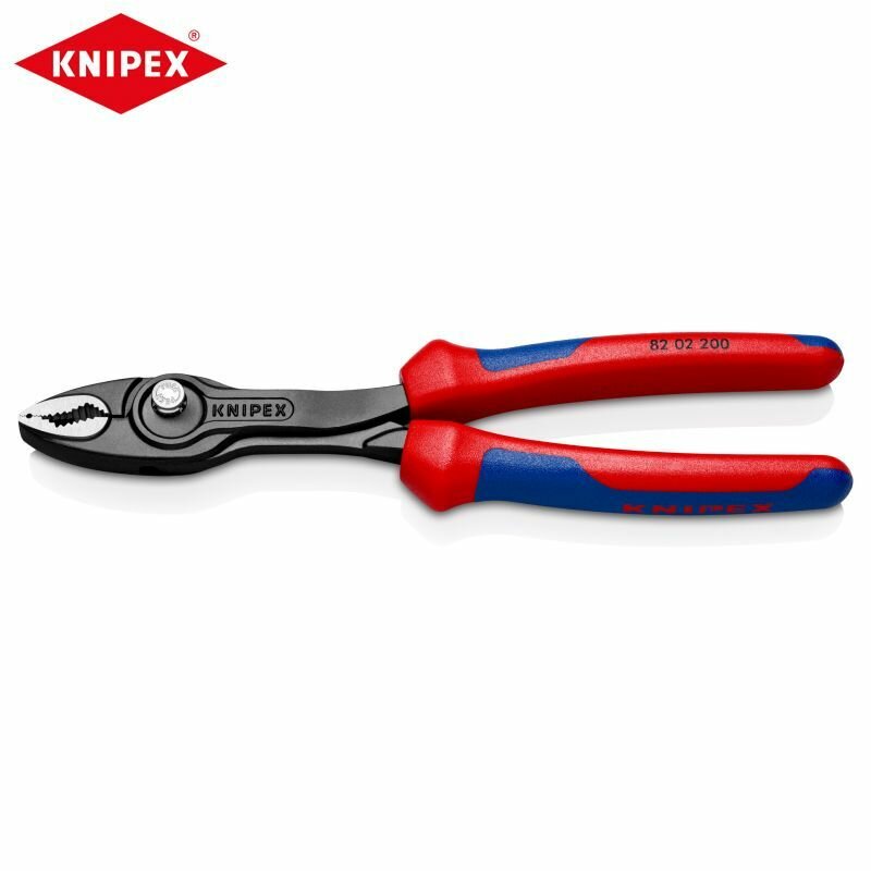 Инструменты KNIPEX 82 02 200 Плоскогубцы для шлицевых соединений TwinGrip 8-дюймовые регулируемые и экономичные карповые плоскогубцы