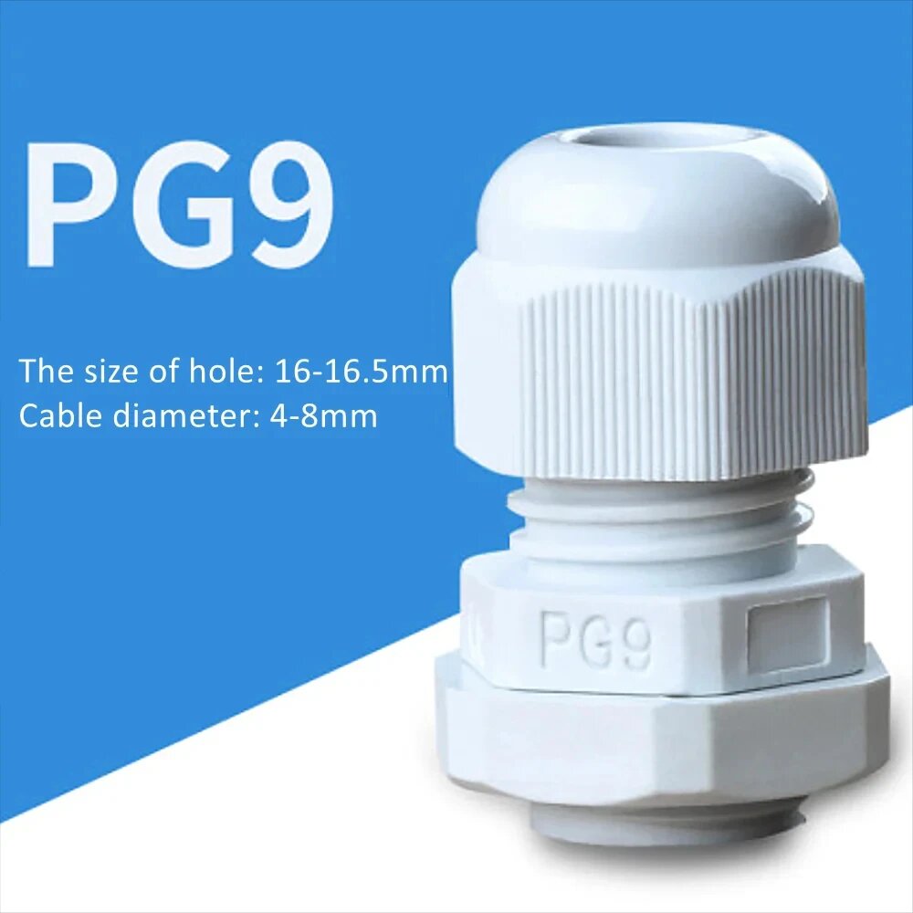 Водонепроницаемые кабельные вводы IP68 PG7 нейлон белые/черные White PG9