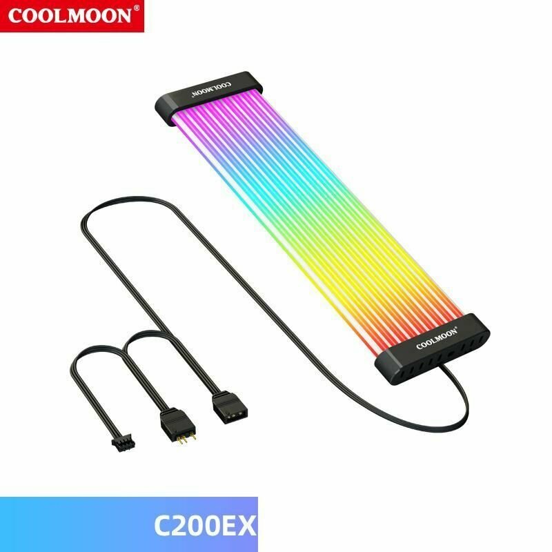 PC 24PIN Защита кабеля питания ARGB Светящийся неоновый кабель C200EX, black