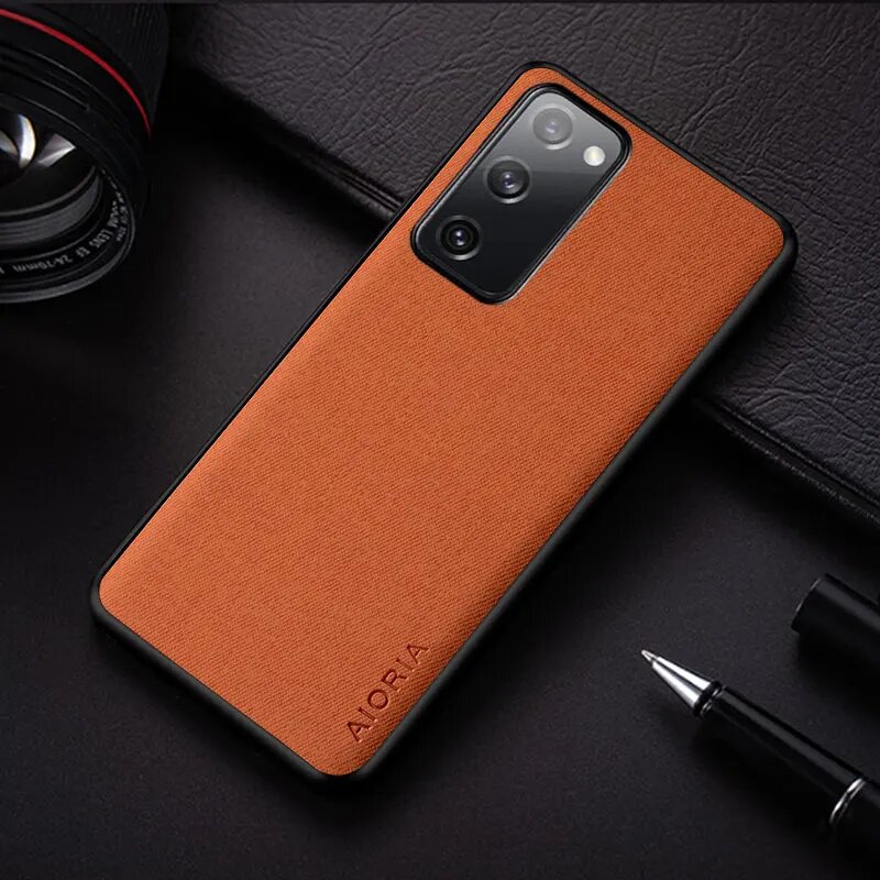 Чехол Samsung Galaxy S20 Fe/Ultra, оранжевый, кожа