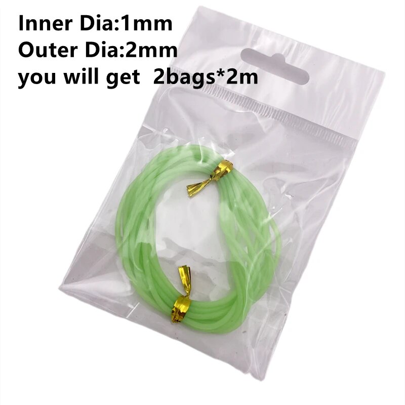 2 упаковки * 2 мГлубая трубка для рыбалки, ночная светящаяся флуоресцентная трубка, леска, оснастка, силиконовая светящаяся трубка, рыболовный рукав, приманка