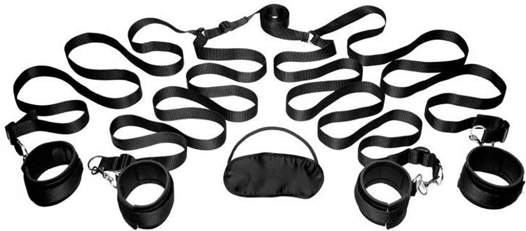Набор RESTART BDSM Lun RA-700, манжеты, ремни, маска, в стиле БДСМ, черный
