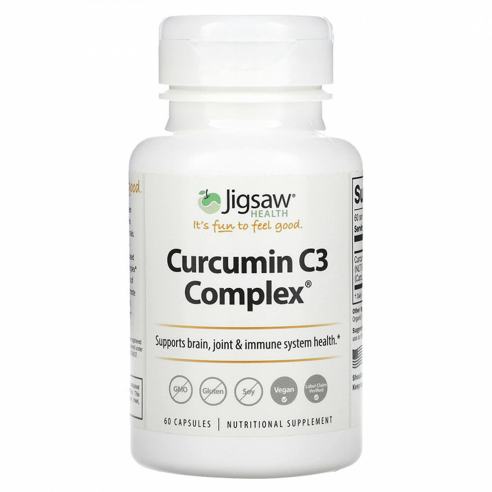 Jigsaw Health, Curcumin C3 Complex, 60 капсул (500 мг в 1 капсуле)