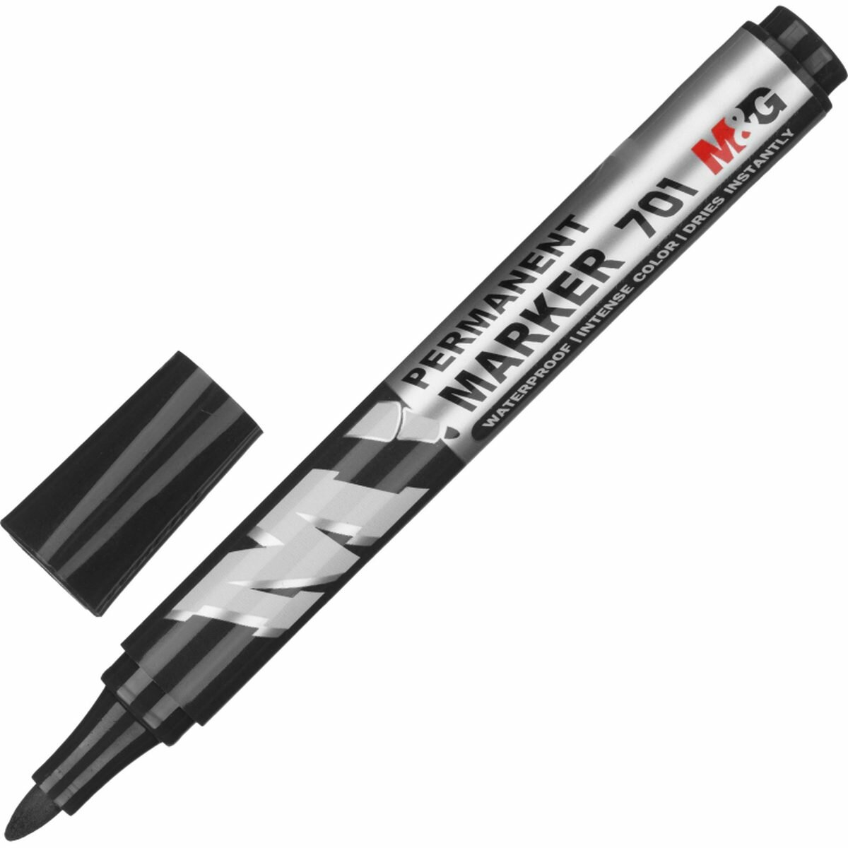 Маркер перманентный M&G (0.7-2.3мм, круглый наконечник, черный), 10шт.