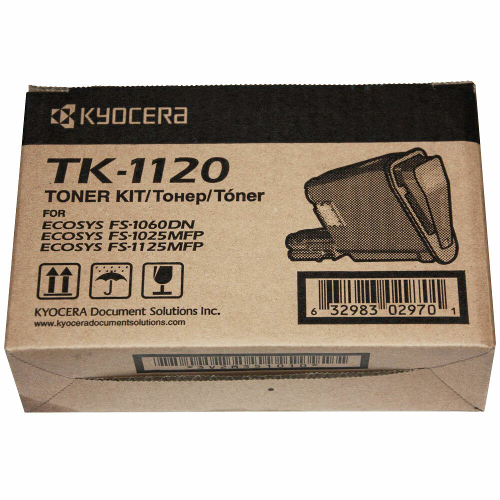 Тонер-картридж Kyocera TK-1120 (1T02M70NX0), оригинал, 3000 стр, упаковка 18.88 x 12.37 x 6.07 см, черный