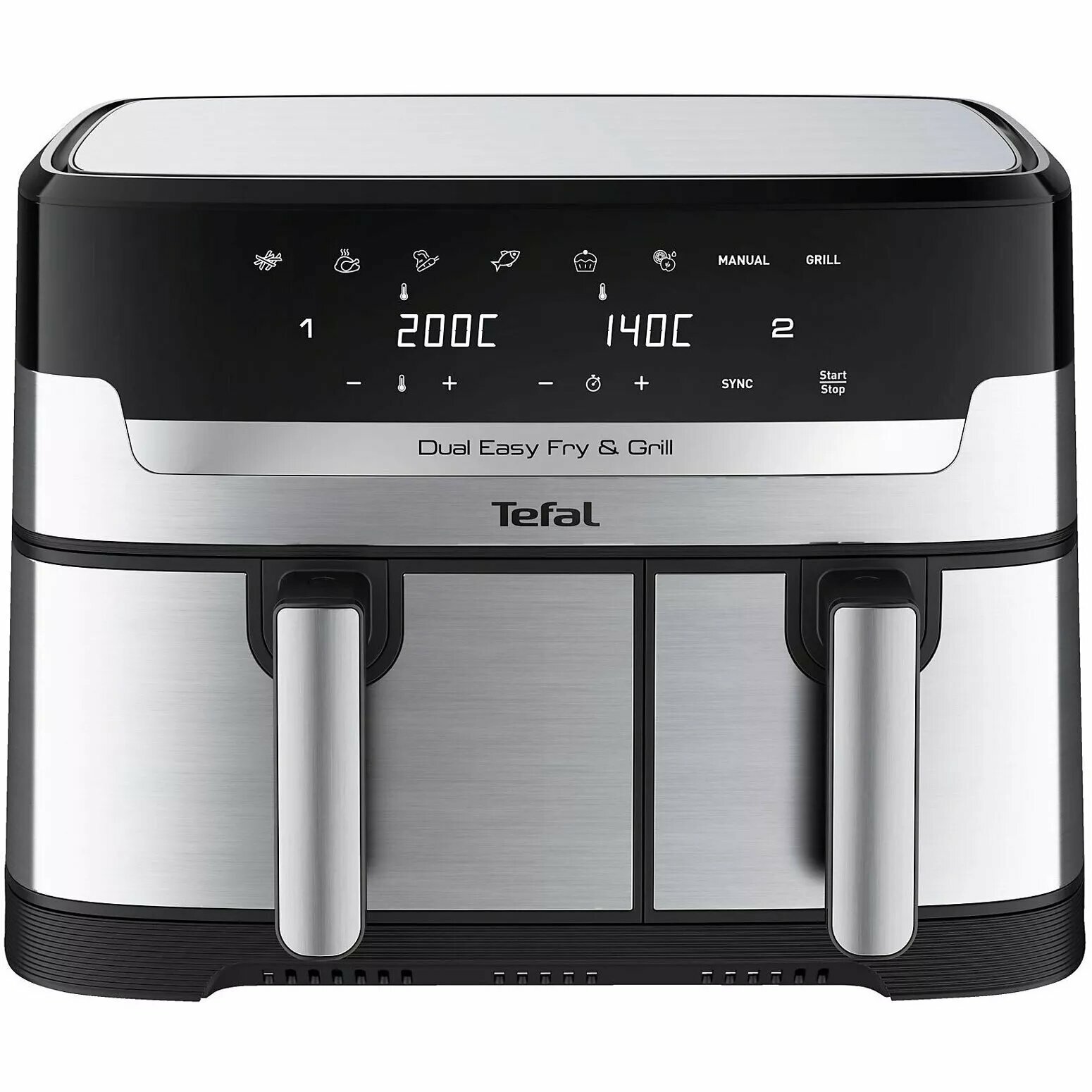 Аэрофритюрница Tefal Dual Easy Fry & Grill EY905D10 2700 Вт, черный/серебристый