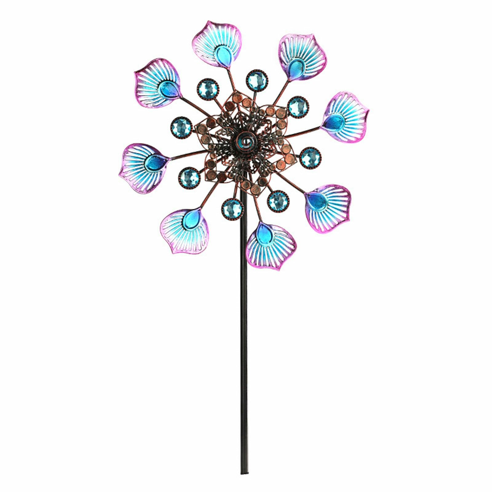 (1 шт.) Пасторальная декоративная железная ветряная мельница - синего цвета