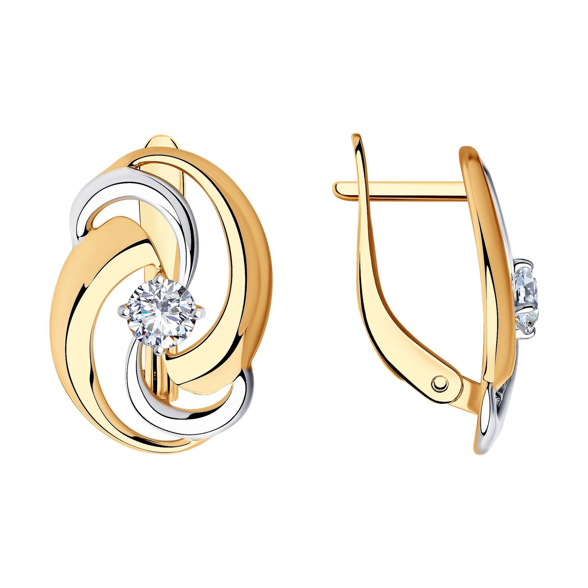 Серьги Diamant online, серебро, 925 проба, золочение, фианит