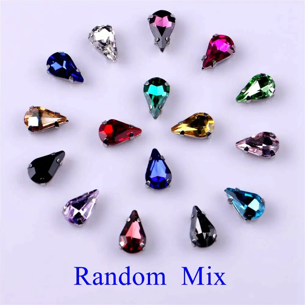Стразы каплевидные 8x13mm, Random Mix, 20 шт