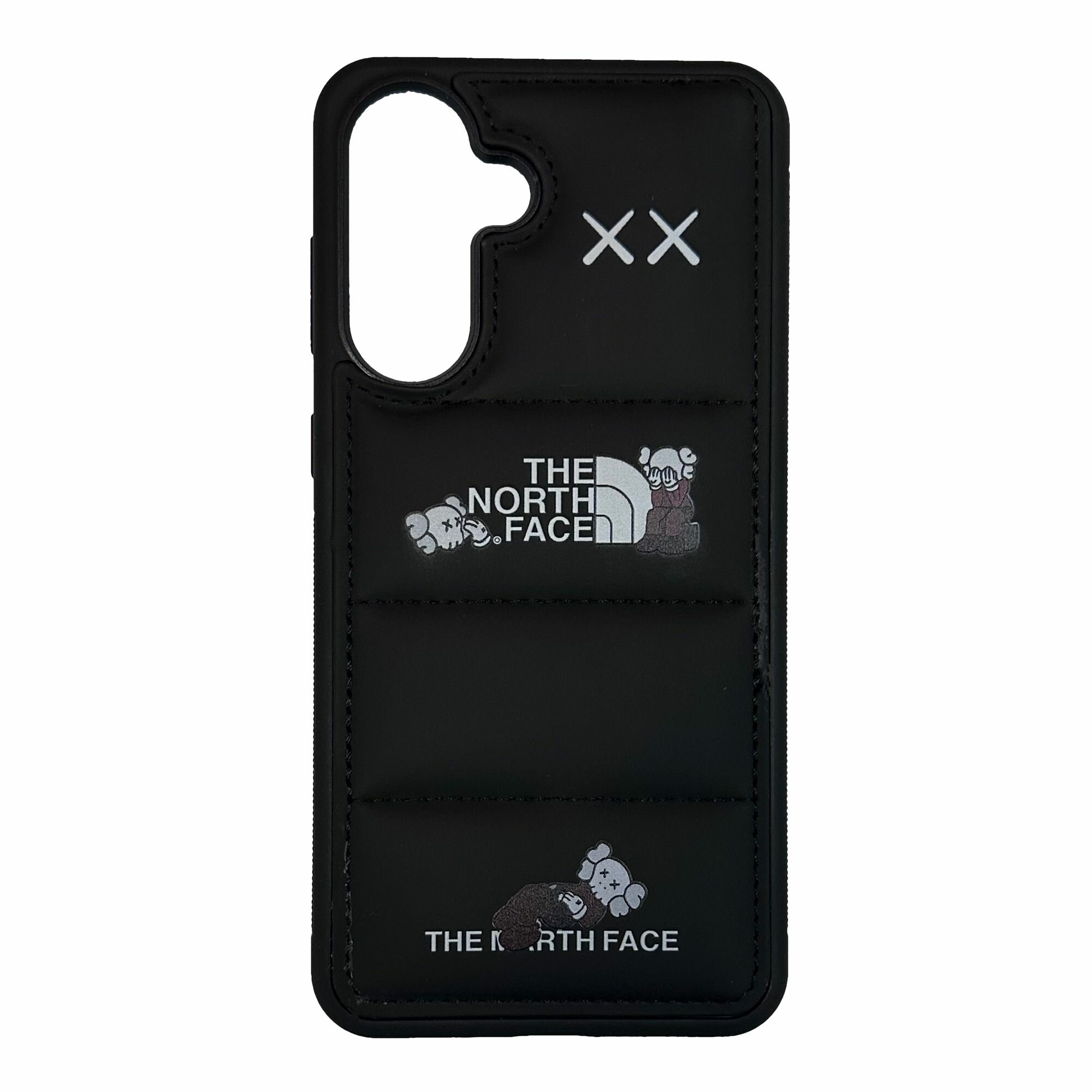 Чехол для Samsung A36 5G черный силиконовый дутый пуховик North Face
